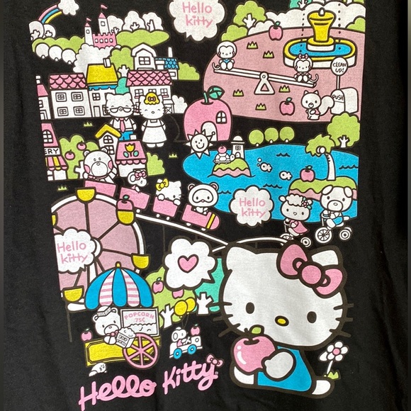 Sanrio | Tops | Sanrio Hello Kitty City Scene Black 0 Cotton Boyfriend ...